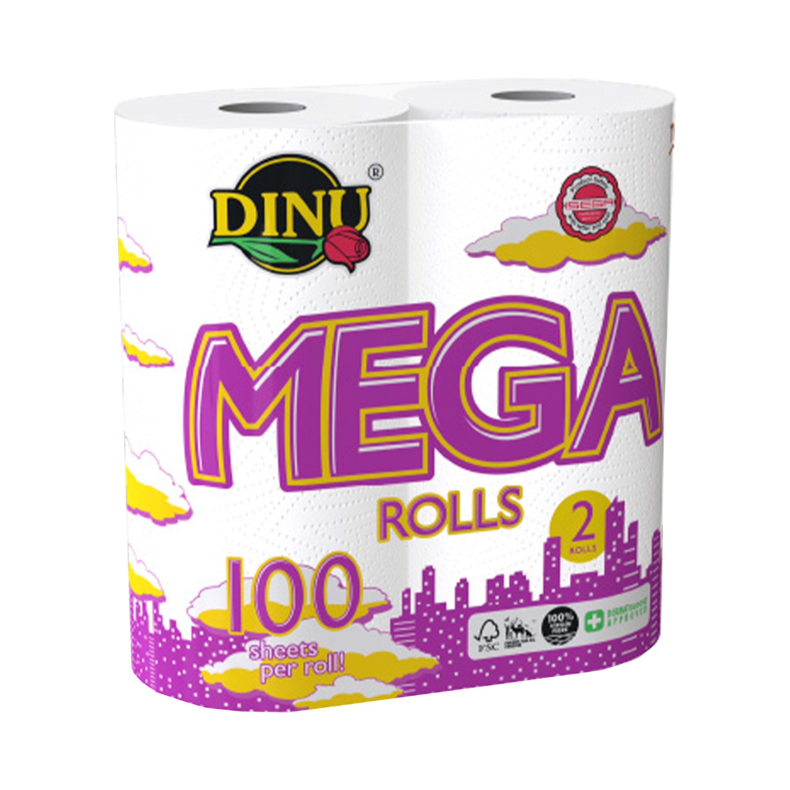 Rolo de Cozinha Dinu 2F Mega Rolls white 2 Rolos - E-Davinci